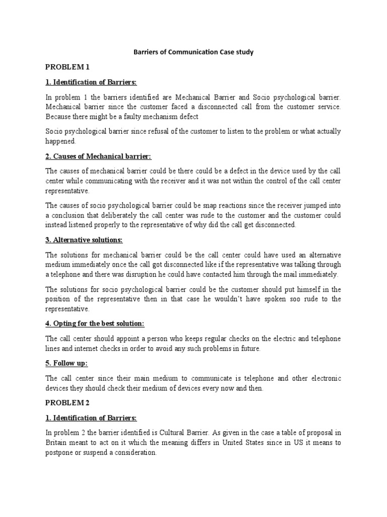 Barriers of Communication Case Study | PDF | Communication