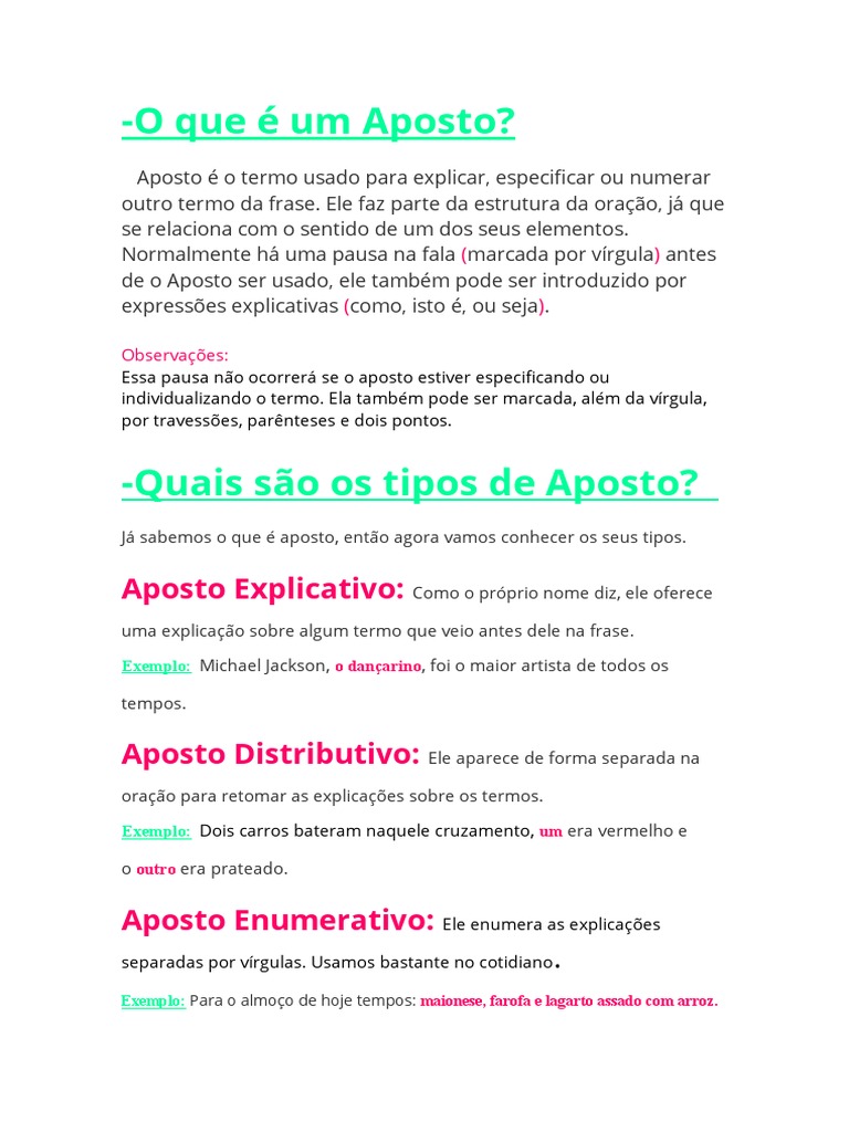 O Que É Um Aposto | PDF