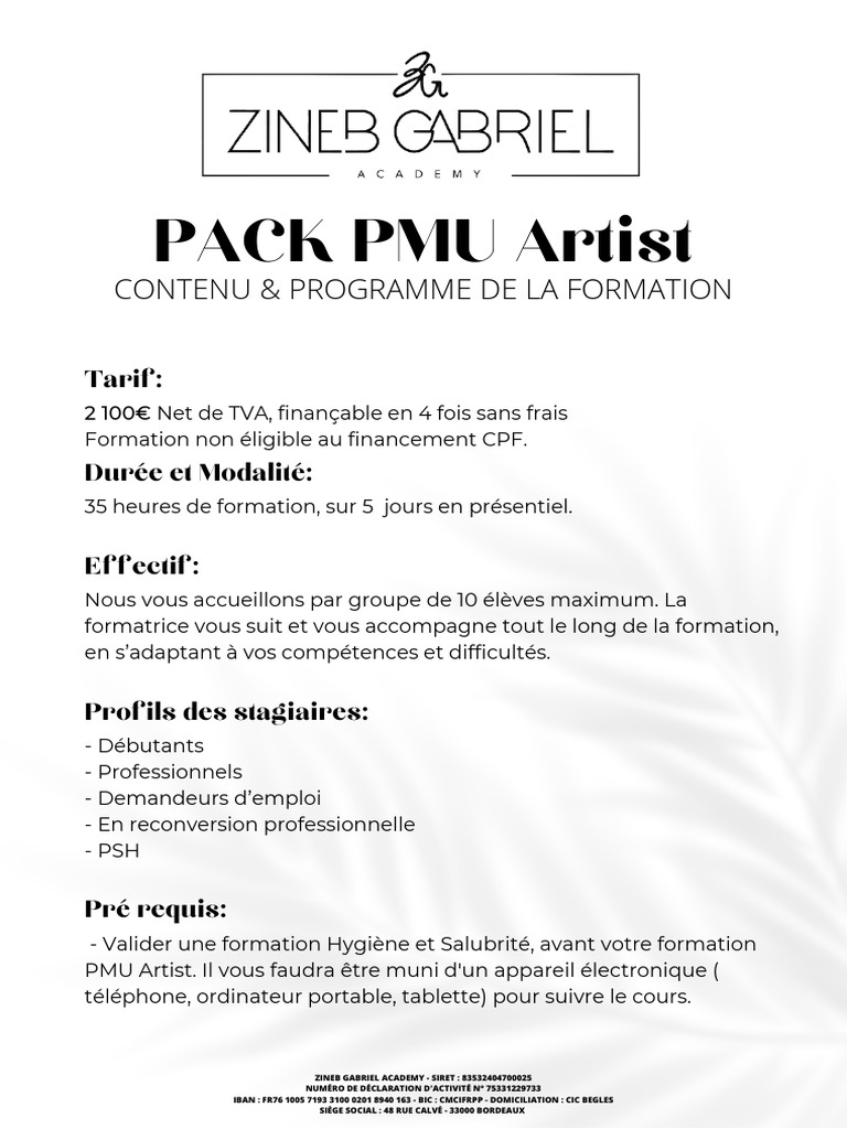 Formation PMU Artist à Bordeaux | PDF