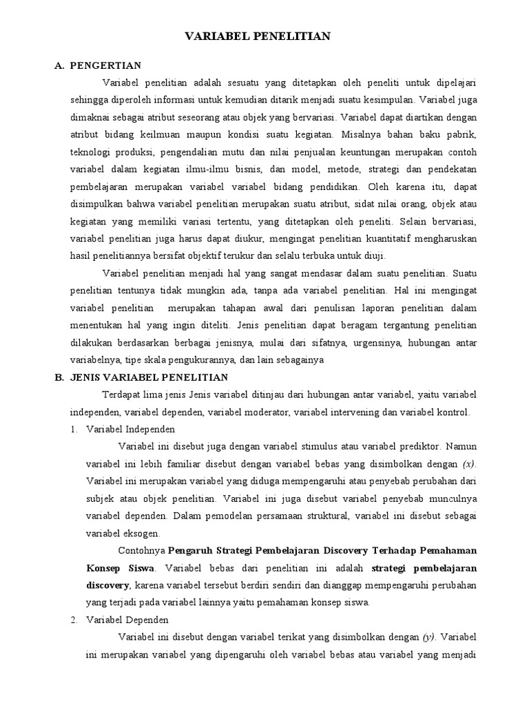 Jenis-Jenis Variabel Penelitian dan Definisinya | PDF | Sains & Matematika