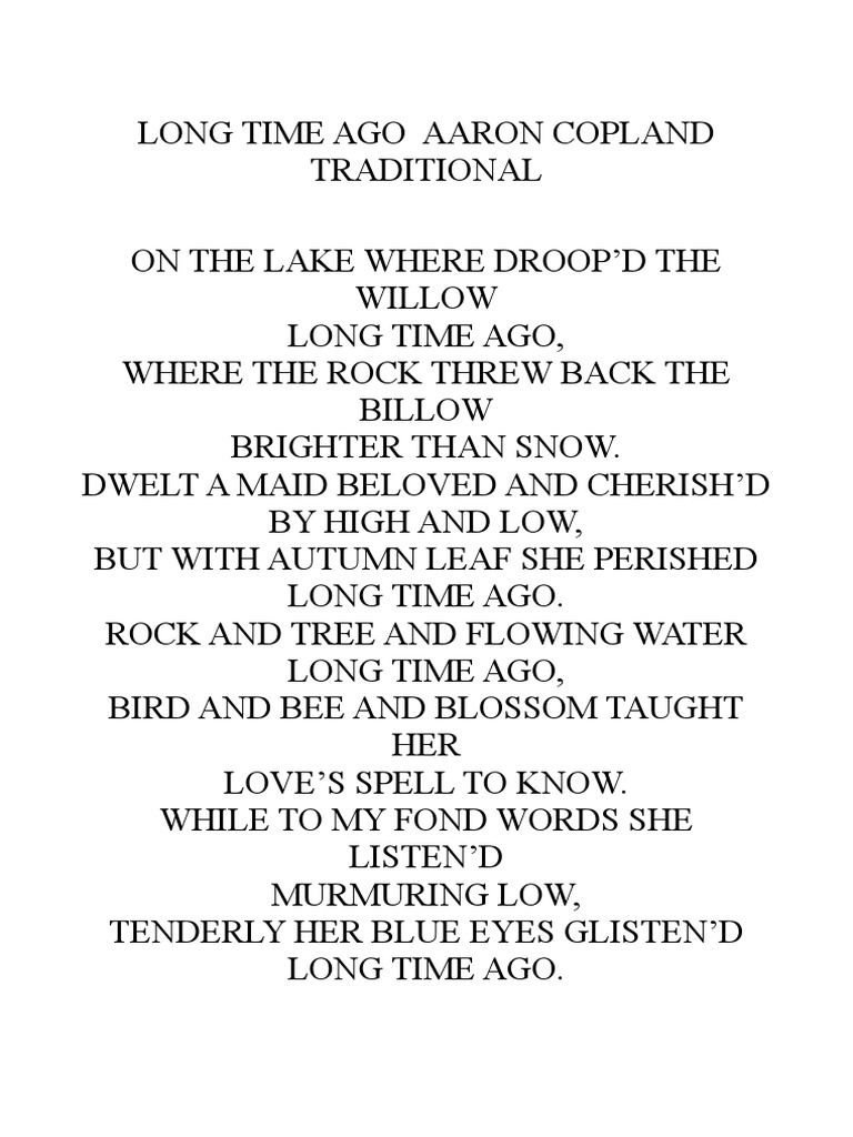Long Time Ago: A Poem by Copland | PDF