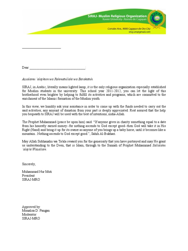 Solicitation Letter for Graduation Support | PDF