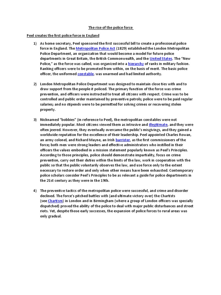 The Rise of The English Police Force | PDF | Police | Crimes