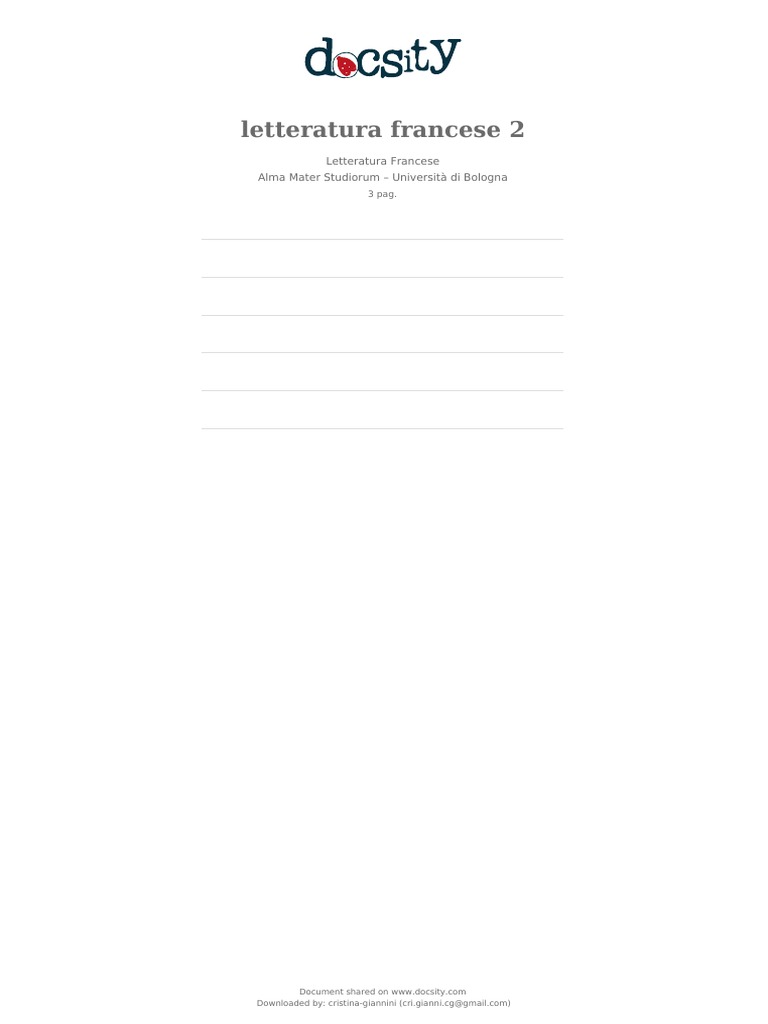 Letteratura Francese 2 | PDF