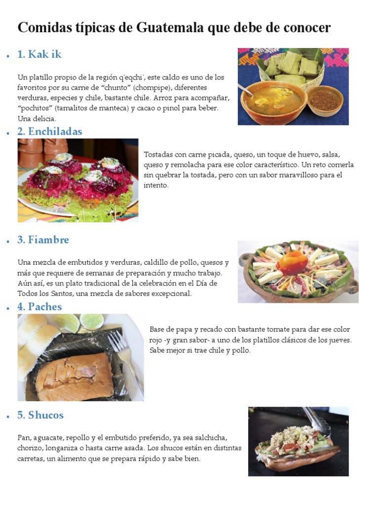 Comidas Típicas de Guatemala Que Debe de Conocer | PDF | Cocina ...