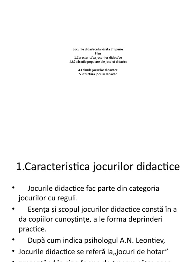 Jocurile Didactice La Vârsta Timpurie | PDF