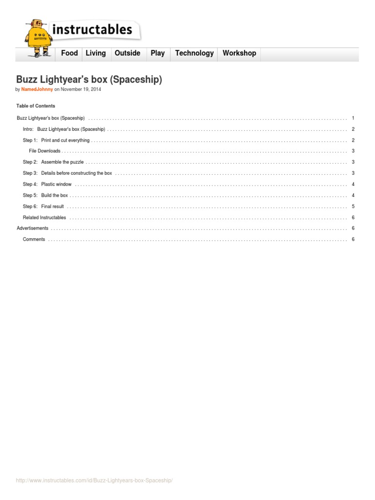 Buzz Lightyears Box Spaceship | PDF