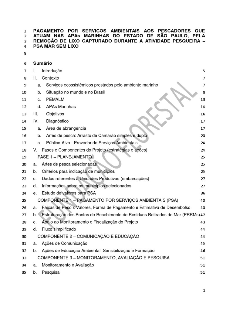 Projeto PSA Mar Sem Lixo - Jan2022 | PDF | Desperdício | Ambiente natural