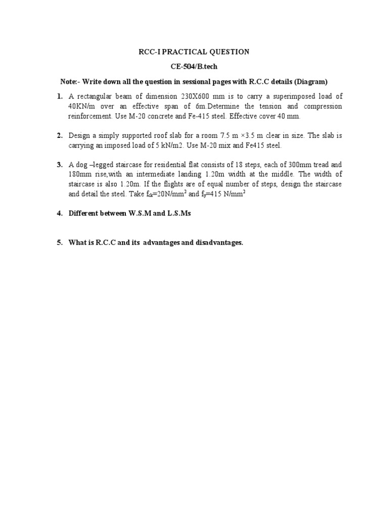 RCC Ce-504 Practical Question | PDF | Science & Mathematics ...