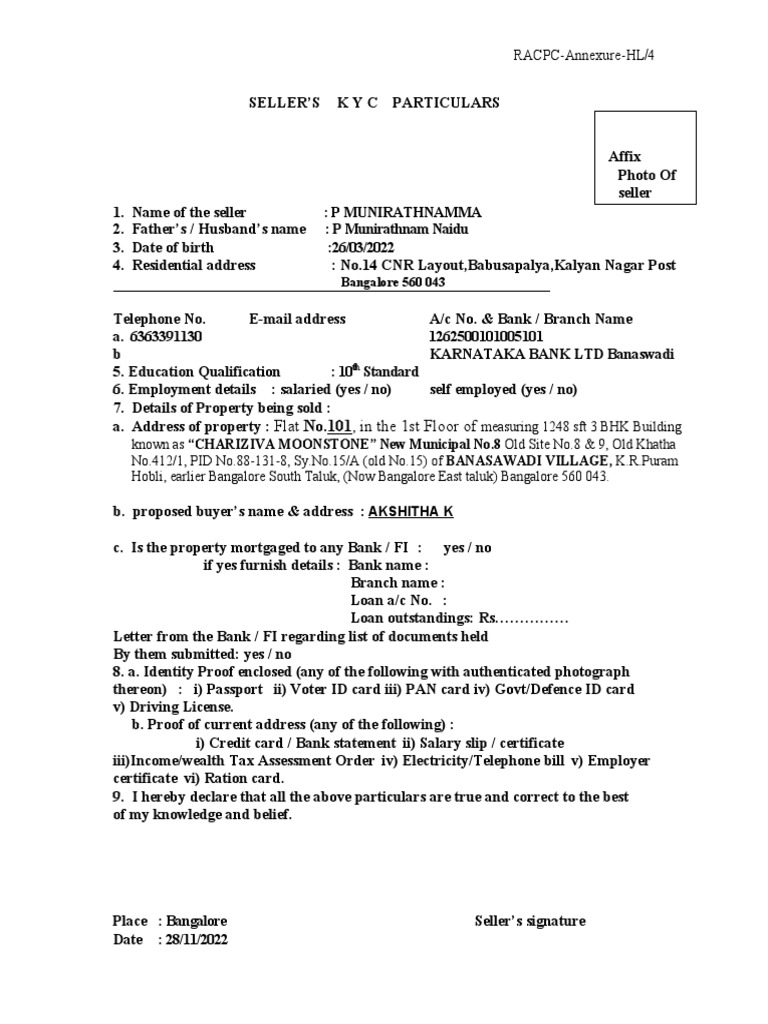 Seller KYC 2 | PDF | Identity Document | Government