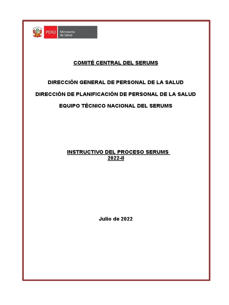 Instructivo Del Proceso SERUMS 2022 - II | PDF | Ciencias de la Salud