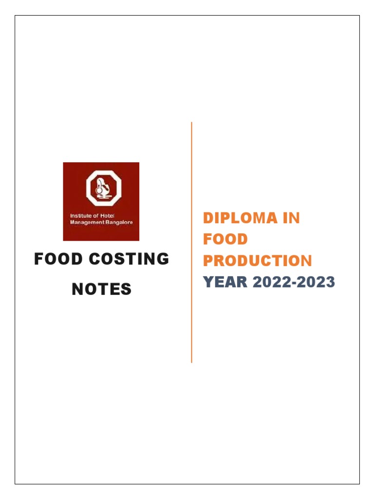Food Costing Notes Final | PDF | Menu | Inventory