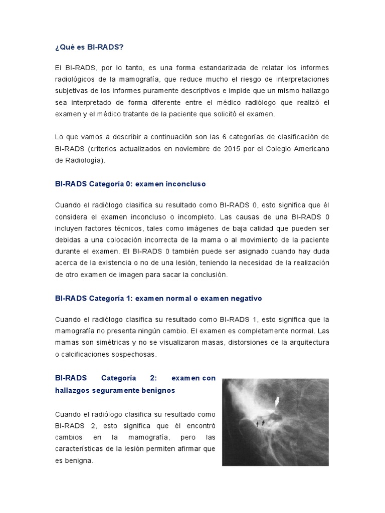 Clasificación BI-RADS en Mamografías | PDF | Mamografía | Cáncer