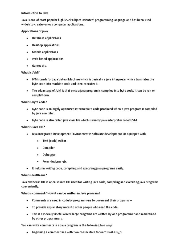 Introduction To Java Pdf Method Computer Programming Class Computer Programming