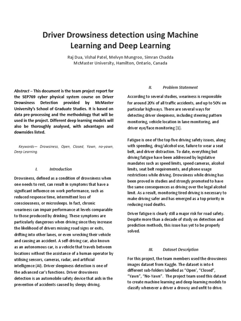 Driver Drowsiness Detection Using Deep Learning Pdf Artificial