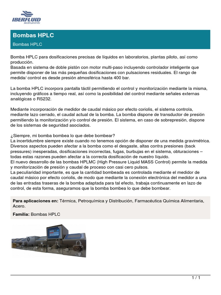 Bombas HPLC | PDF | Bomba | Cromatografía líquida de alto rendimiento