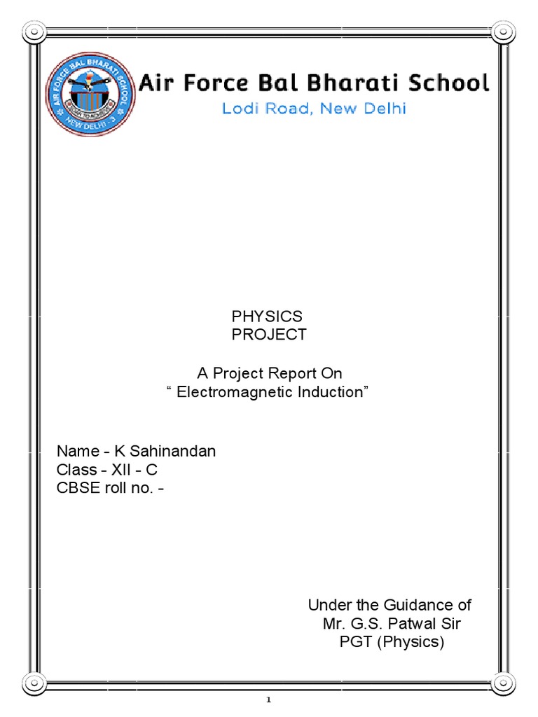 Physics Investigatory Project 2022-23 (Electromagnetic Induction) | PDF ...