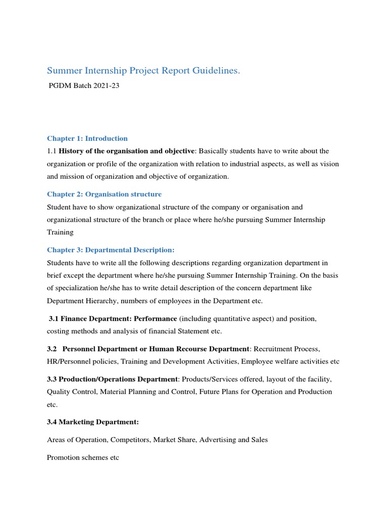 Summer Internship Project Report Guidelines 13 05 | PDF | Mentorship ...