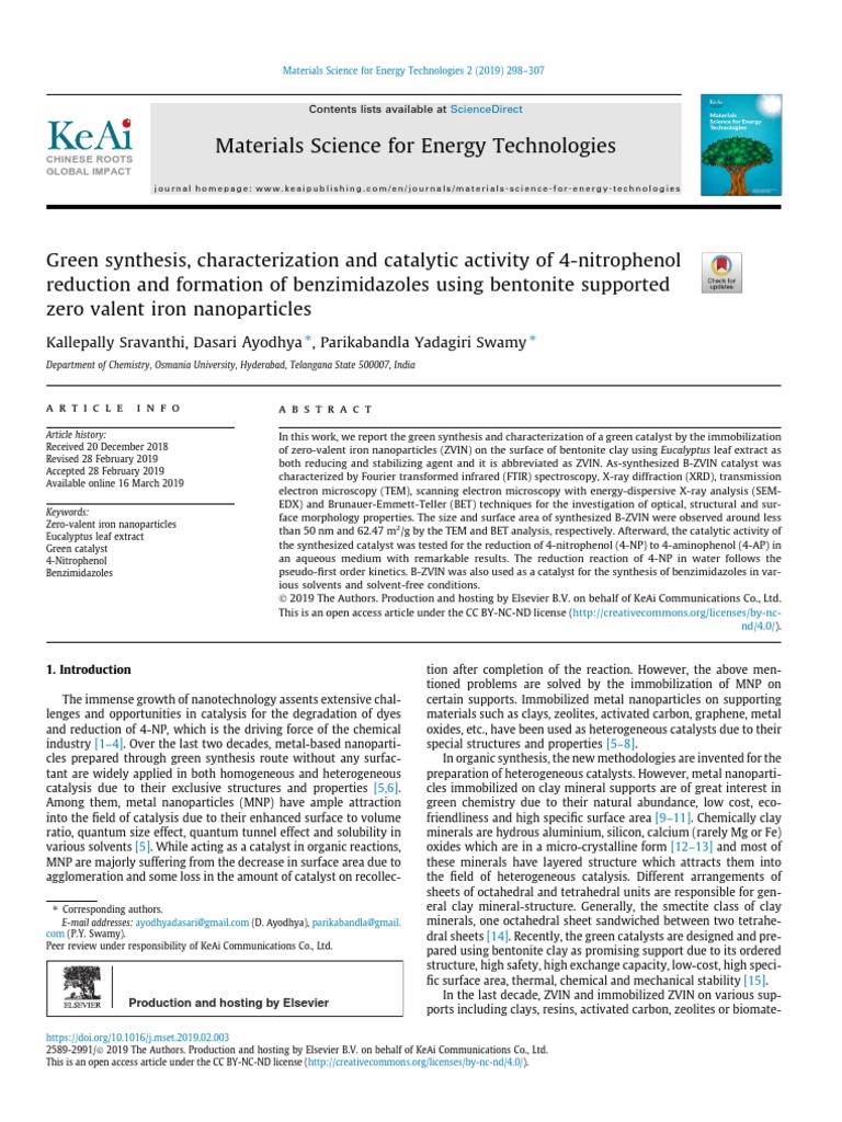Green Synthesis Characterization and Catalytic Act | PDF | Catalysis ...