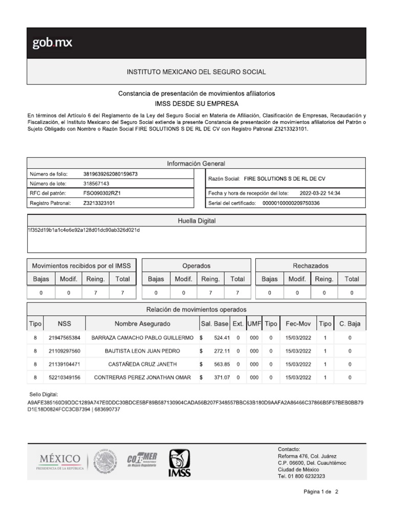 Acuse Alta Imss Carlos Arturo Garcia Leon | PDF