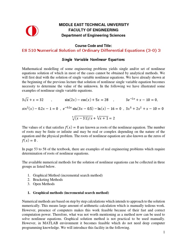 Numerical Solution of Ordinary Differential Equations Part 2 - Nonlinear Equations | PDF ...