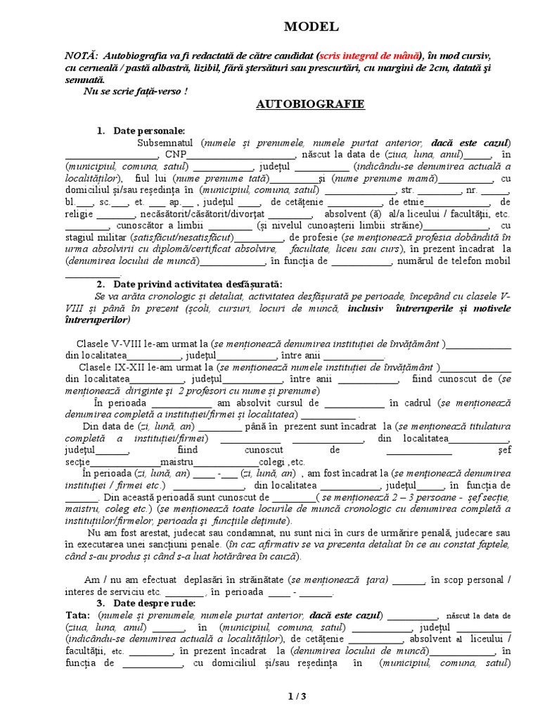 Model Autobiografie - BUN | PDF