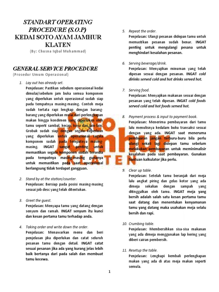Standart Operating Procedure | PDF Standart Operating Procedure | PDF