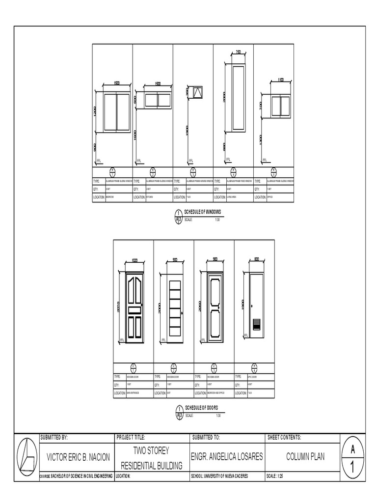 Schedule of Doors and Windows Plan | PDF | Window | Architectural Elements