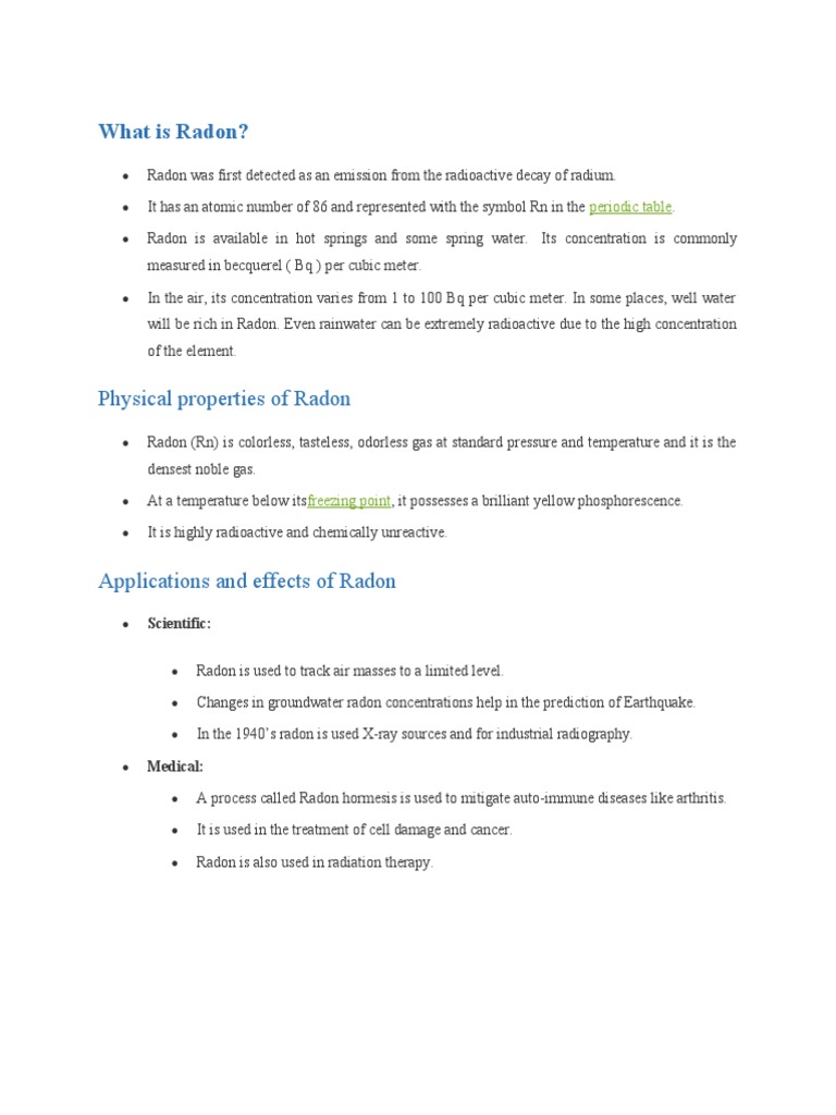 Radon | PDF | Physical Sciences | Materials