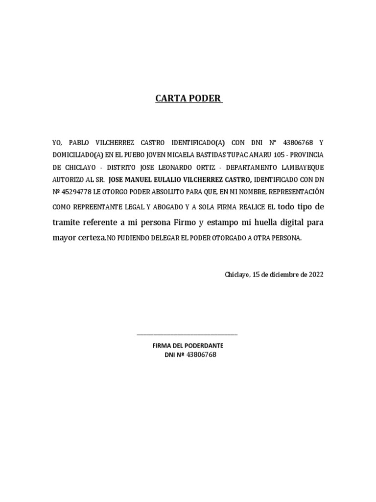 Carta Poder Notarial | PDF