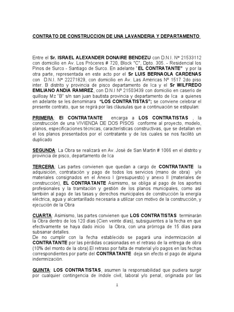 Contrato Lavanderia - Donayre | PDF