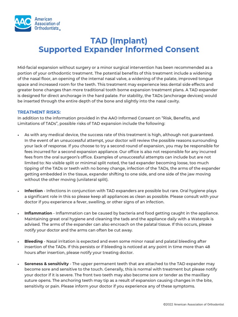 TAD Implant Supported Expansion Consent Form - Aug 2022 Eform ...