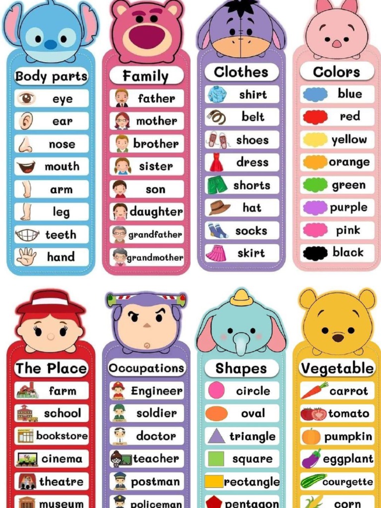 Llavero Colorido de Vocabulario en Ingles | PDF