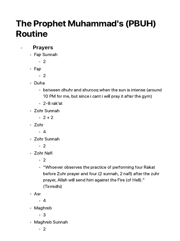 V8 - The Prophet Muhammad's (PBUH) Routine | PDF | Semitic Words And ...