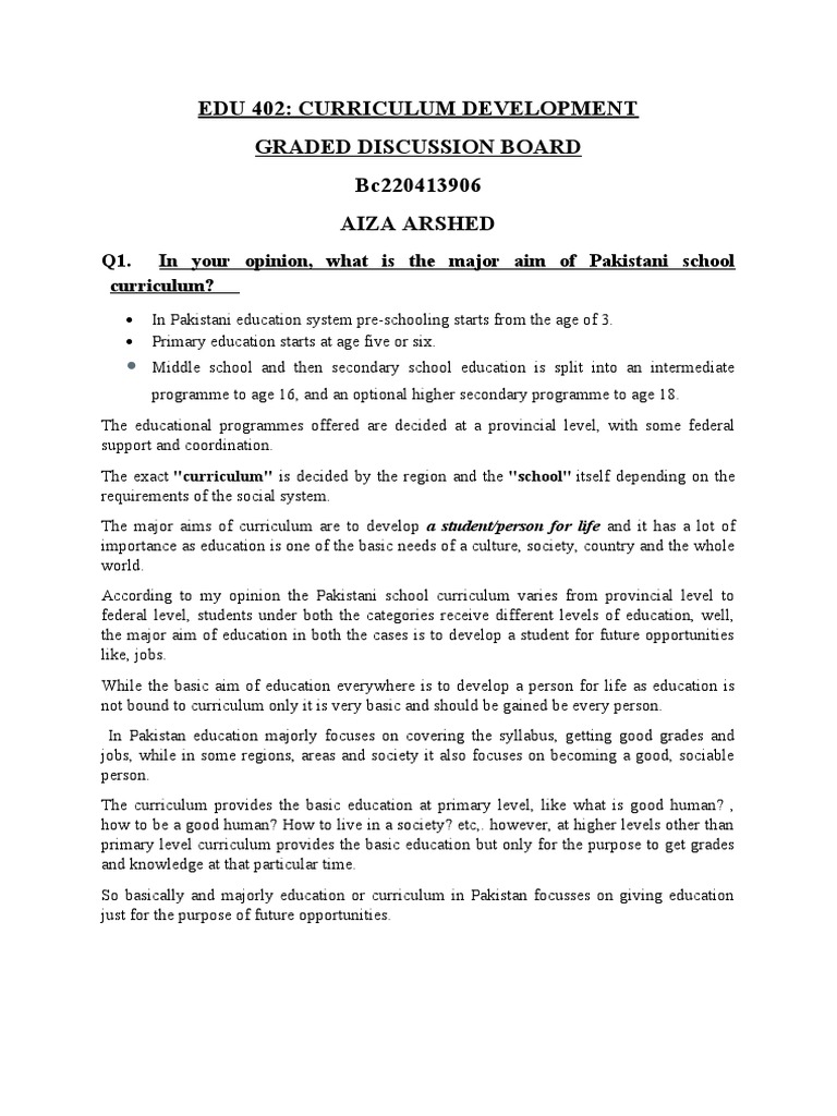 bc220413906, GDB, EDU 402 | PDF | Wellness