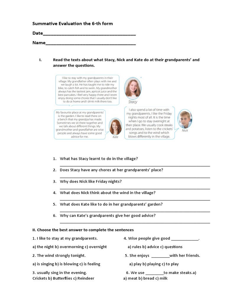 Summative Evaluation The 6 Class | PDF | Grammar | Linguistic Morphology