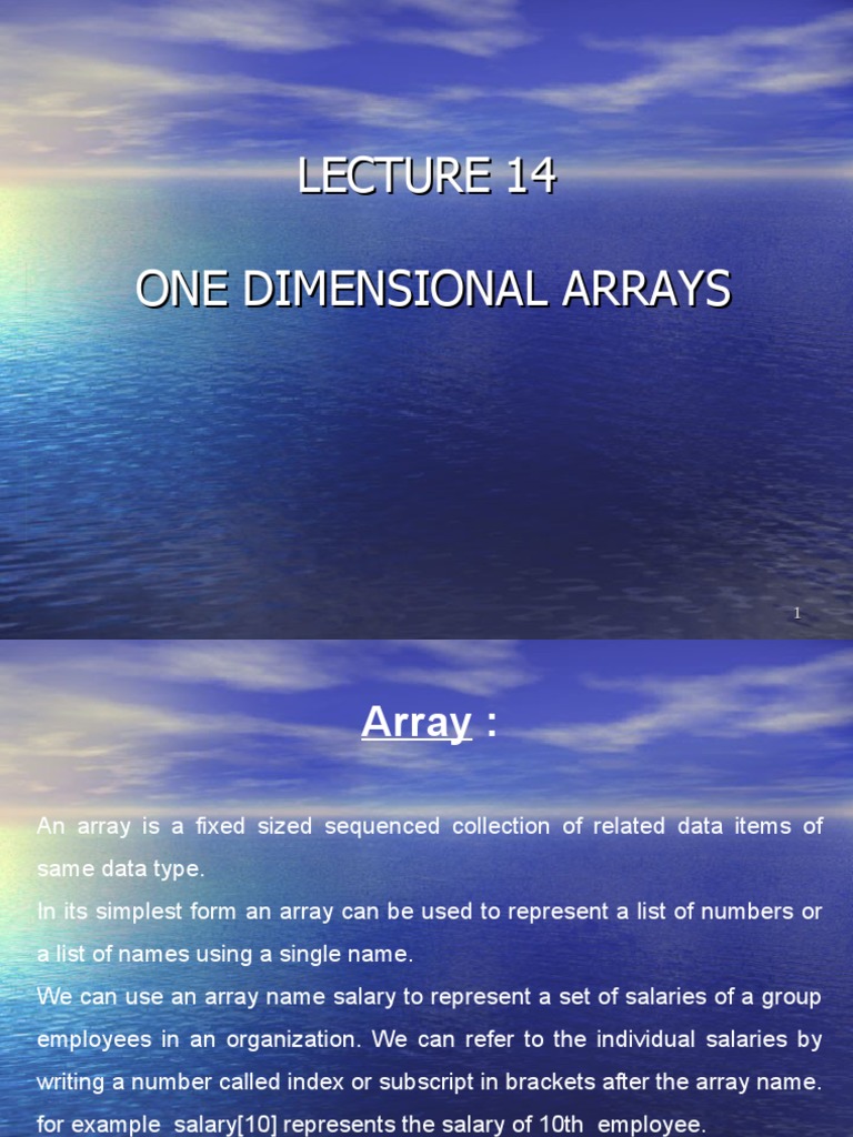 One-Dimensional Arrays in C Programming | PDF | Array Data Structure ...