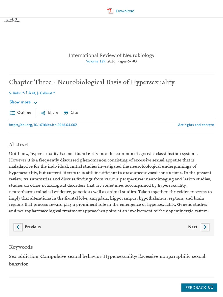 Neurobiological Basis of Hypersexuality | PDF | Striatum | Anterior ...