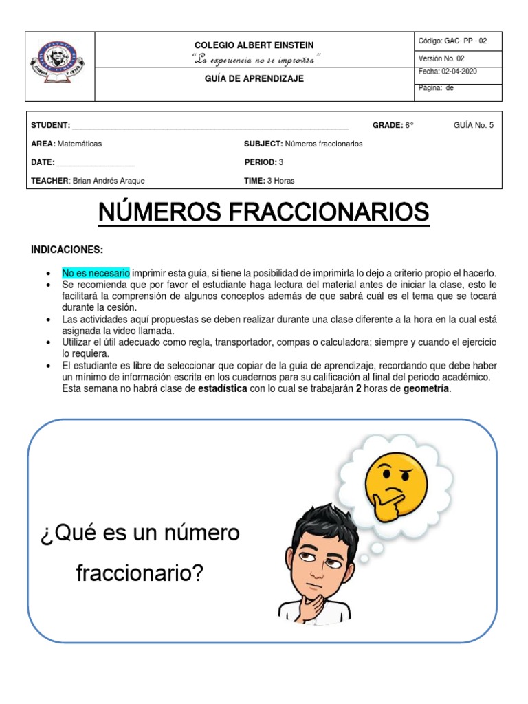 Números Fraccionarios: ¿Qué Es Un Número Fraccionario? | PDF | División ...