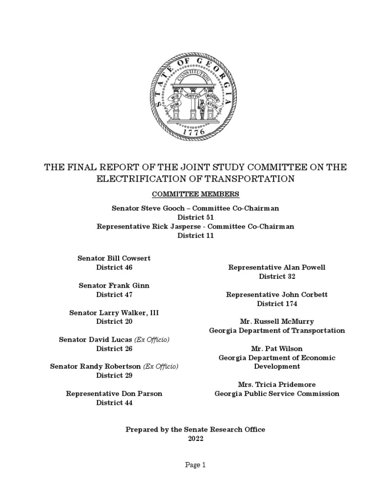 GA Transportation Electrification Study Committee Final Report | PDF | Hybrid Electric Vehicle ...