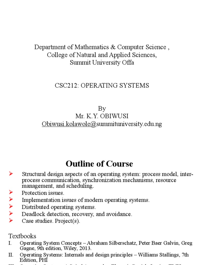 CSC 212 - Operating System | PDF | Scheduling (Computing) | Operating System