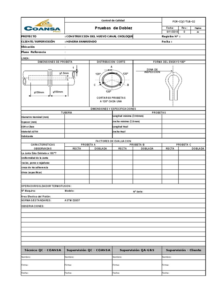 Pruebas de doblez tuberías | PDF