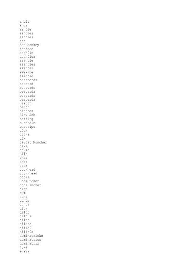 Comprehensive Bad Word List | PDF