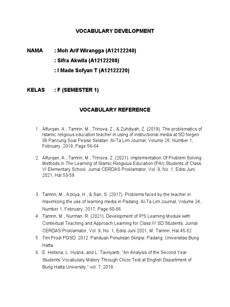 Vocabulary Reference | PDF | Cognition | Cognitive Science