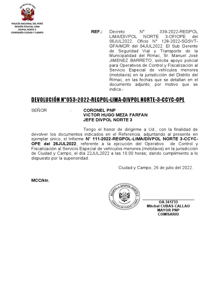 Devo Luci Ones | PDF | Lima | Policía