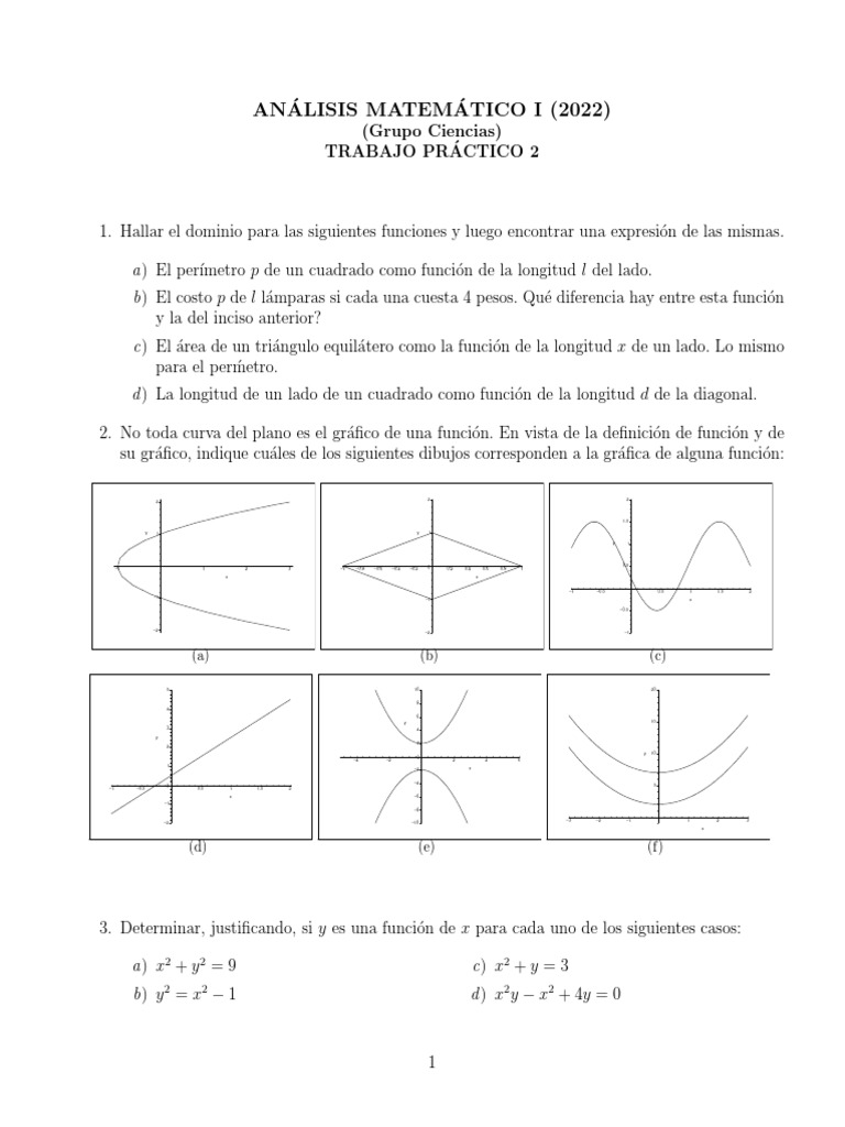 Práctica 2 Análisis Matemático | PDF | Función (Matemáticas) | Funciones y mapeos