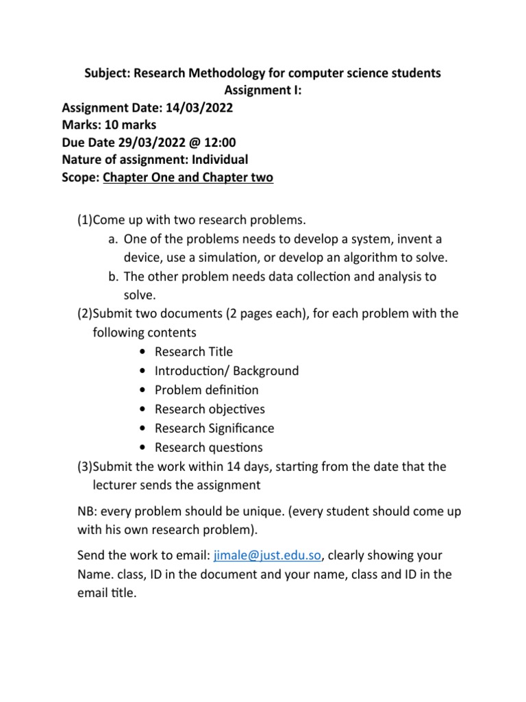 Research Methodology Assignment I | PDF