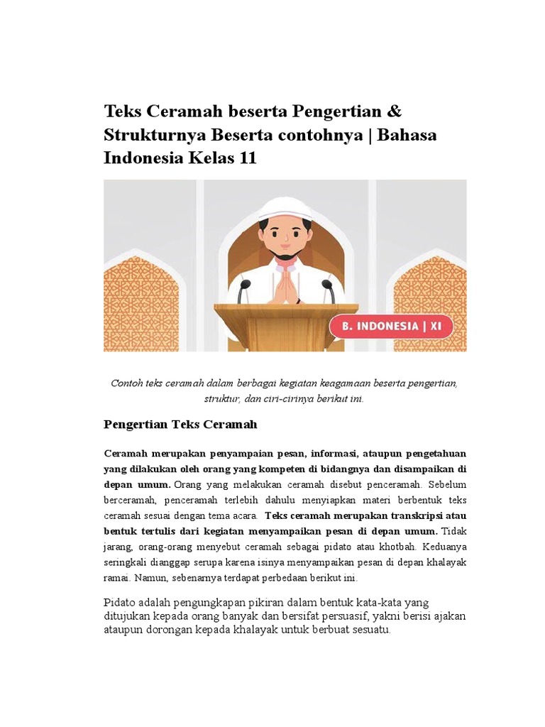 Contoh Teks Ceramah dan Strukturnya | PDF