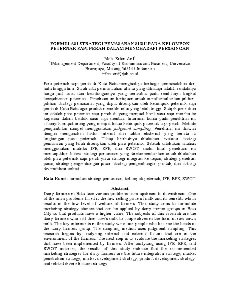 Jurnal Formulasi Strategi Pemasaran | PDF