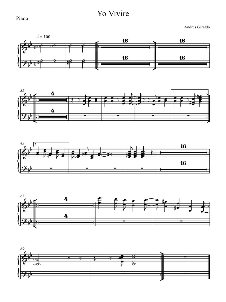 Yo Vivire - Piano | PDF